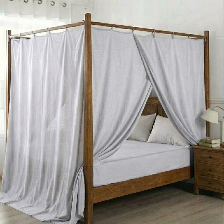 2-Door 100% Silver Cotton EMF Protection Bed Canopy